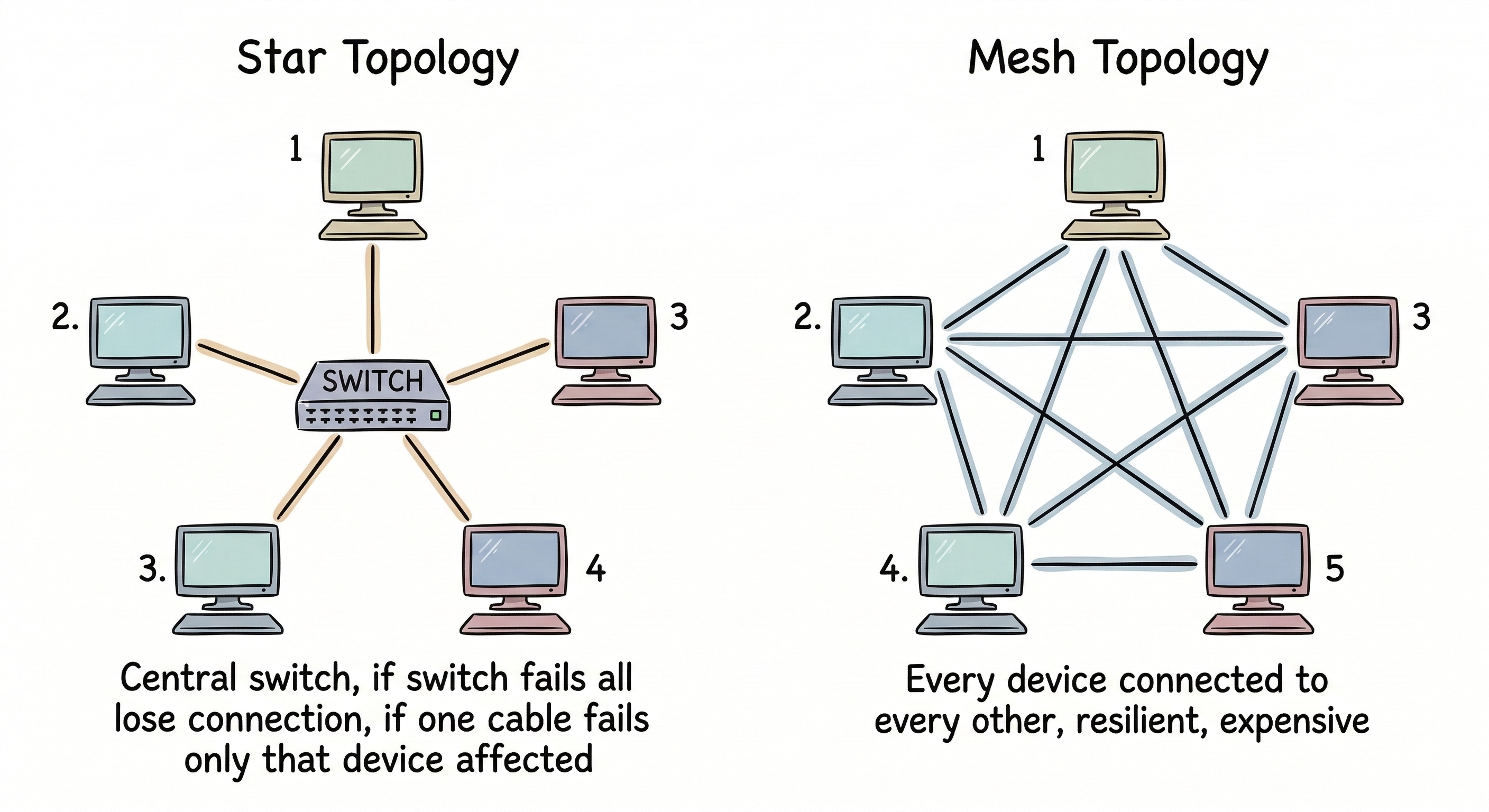 Network topologies | 1.3 Computer Networks, Connections and Protocols ...